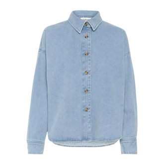 Soaked In Luxury Femme, Blouses et Chemises, Bleu, Taille: 42 FR Chemisier Overshirt en Denim Bleu Clair