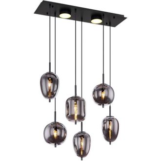 Globo Lighting Suspension lampe suspendue plafonnier lampe de salle &agrave; manger 6 lampes verre couleur fum&eacute;e