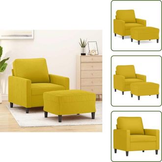 vidaXL Wohnzimmerm&ouml;bel - vidaXL Sessel mit Hocker Gelb 60 cm Samt - Bequemlichkeit