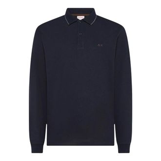 Sun 68 Polo Manches Longues Piqu&eacute; - Homme - Tops - Bleu - Taille: L