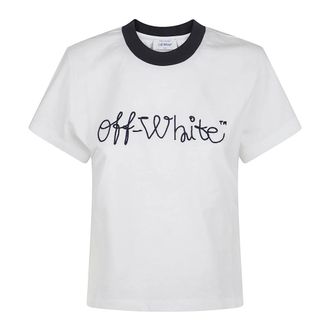 Off-white Femme, Tops, Blanc, Taille: 36 FR T-shirt ajust&eacute; avec logo script brod&eacute;