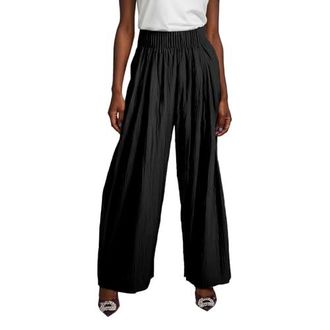 Generic Pantalon large en coton et lin pour femme, pantalon baggy en coton et lin pour femme, pantalon l&eacute;ger et confortable, pantalon palazzo &agrave; enfiler, coupe