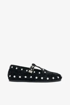 Ganni Mocassins en velours noirs Mary Jenny - Taille 41 Noir - Pour Femme