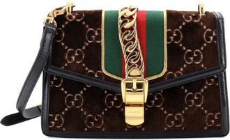 Gucci Sylvie Shoulder Bag GG Velvet Small crossbody bag - Braun