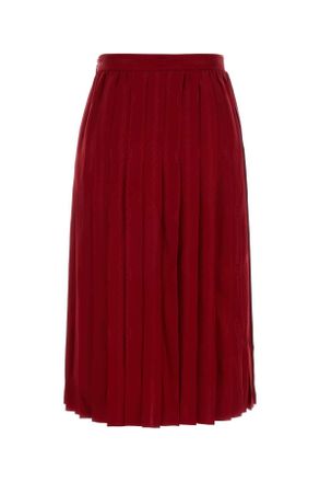 Gucci Pleated Silk Skirt - Red