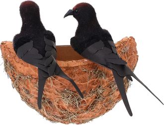 Cabilock Schwalbennest Modell Mit Vogel Figur 3 Stück Garten Deko Figur Für Terrasse Balkon Wohnzimmer Realistische Gartenskulptur Aus Leichtem Schaumstoff Und