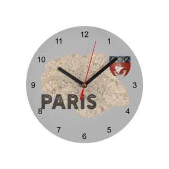 Fabulous Wanduhr aus Glas - Paris 75 Departement Karte Ancienne Ile de France - Durchmesser 20 cm - Grau