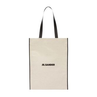 Jil Sander Sac Tote Livre Border &Eacute;l&eacute;gant - Femme - Sacs - Beige - Taille: ONE Size
