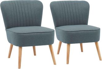 Oviala Lot de 2 fauteuils style crapaud en tissu bleu fonc&eacute;