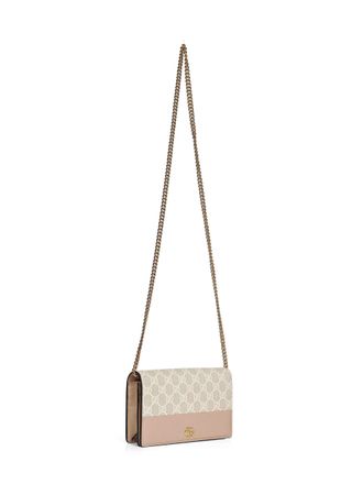 Gucci Womens Wallet On Chain Beige And White Beige-White Calf Leather Handbags Beige/white Hand Bags
