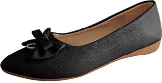 Generic Slip On Sneakers - Chaussures de ballet pour femme - Couleur unie - Avec noeud et strass - En cuir synth&eacute;tique - Chaussures plates pour l&eacute;t&eacute; - Chaussu