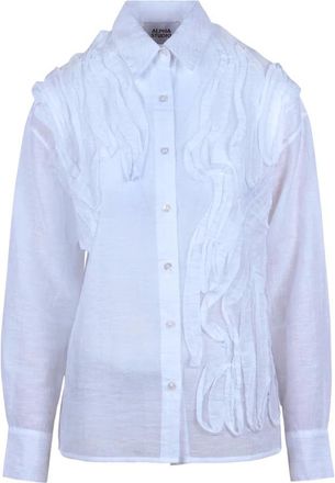 Alpha Studio Femme, Blouses et Chemises, Blanc, Taille: 36 FR Camicia Voile ruches