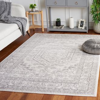 Safavieh Traditionell Teppich für Wohnzimmer, Esszimmer, Schlafzimmer - Adirondack Collection, Kurzer Flor, Elfenbein und Silber, 122 X 183 cm