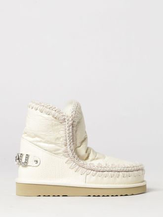 Mou Bottines Eskimo en cuir froiss&eacute; avec logo en strass