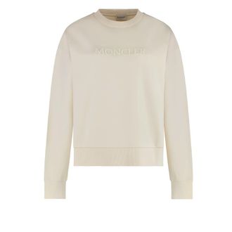 Moncler Femme, Sweatshirts et sweats &agrave; capuche, Beige, Taille: 42 FR Sweat &agrave; Capuche avec Logo Brod&eacute;