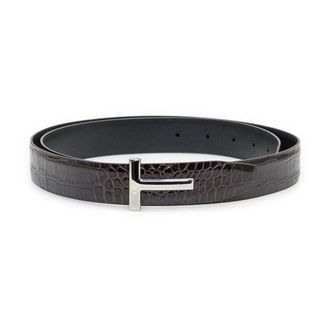 Tom Ford Homme, Accessoires, Brun, Taille: 90 CM Ceinture r&eacute;versible en cuir de crocodile