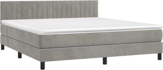 vidaXL Boxspringbett mit Matratze Hellgrau 180x200 cm Samt Vidaxl