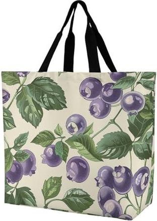 Generic Myrtilles Dessin&eacute;es &Agrave; La Main Sac Courses Grand Tote Bag D&eacute;contract&eacute; Sac A Main Femme Pour Gym Quotidienne Voyage