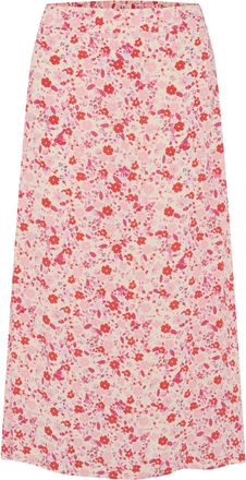 Part Two Part Two Damen Biserapw Regular Fit Mid Calf Skirt, Mandarin Red Mini Flower, 40
