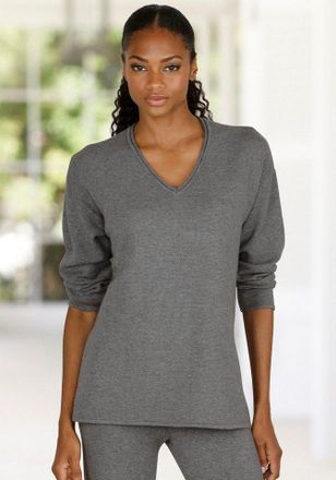Lascana Strickpullover l&auml;ssiger Loungepullover mit seitlichen Schlitz, Loungewear