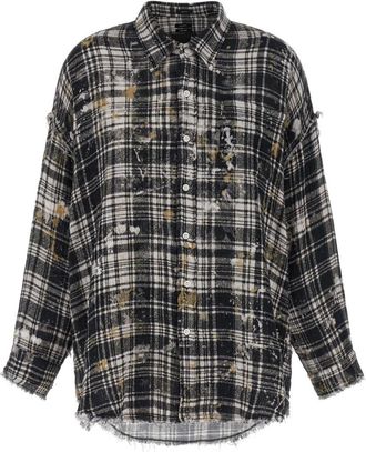 R13 Homme, Chemises, Multicolore, Taille: M Shredded Seam Drop Neck Shirt