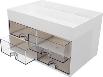 Angoily Multifunktionaler Desktop Organizer mit F&auml;chern aus Stabilem Kunststoff Vielseitiger Schreibtisch-aufbewahrungsbox f&uuml;r Stifte B&uuml;robedarf und Kleine Ge