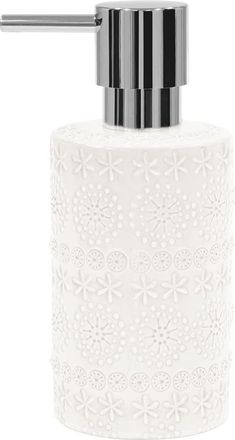 Spirella Seifenspender Relief | Flüssigseifen-Spender | Porzellan | 300ml | Langliebig und Robust | Weiß, White, Distributeur de Savon