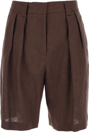 Pla&icirc;n Plain, Femme, Shorts, Brun, Taille: 40 FR Linen Bermuda Pants