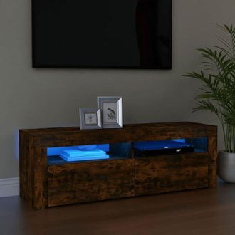 vidaXL Vidaxl - Meuble tv avec lumi&egrave;res led Ch&ecirc;ne fum&eacute; 120x35x40 cm