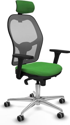 Piqueras y Crespo B&uuml;rostuhl aus Stoff mit 3D-Armen, h&ouml;henverstellbare Lendenwirbelst&uuml;tze und h&ouml;henverstellbares Kopfteil, Grau/Gr&uuml;n