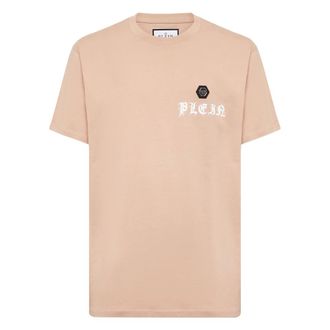 Philipp Plein T-Shirt Rundhals Gothic Plein - - Tops - Herren - Beige - 2XL