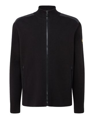 Belstaff Heavy-Strickjacke mit Zip und Logo-Aufn&auml;her am Arm in