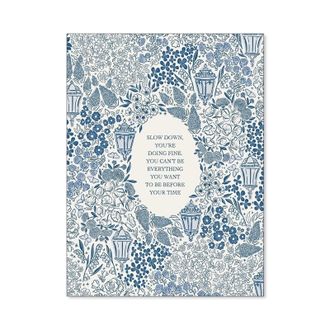 Generic poster Modern Boho Poster, Slow Down Youre Doing Fine, Blue and White Floral Inspirational Canvas Art for Living Room Decor(Framed,08x12inch(20x30cm))