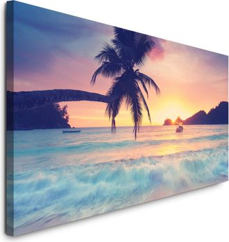 Paul Sinus Art GmbH traumhafte Seychellen 120x 50cm Panorama Leinwand Bild XXL Format Wandbilder Wohnzimmer Wohnung Deko Kunstdrucke