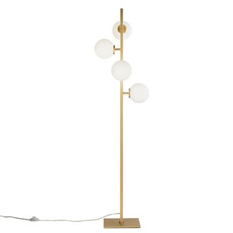 Luce-Ambiente-Design Enoire Floor Lamp in Gold Metal With Four White Glass Diffusers