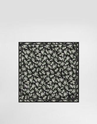 Dolce & Gabbana 50x50 Small Flower Bouquet-print Silk Twill Scarf - Frau Schals Und T&uuml;cher Multicolor Onesize