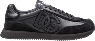 Dolce & Gabbana Low-Top Sneaker - Black Leather And Suede Cushion Sneaker - Gr. 41,5 (EU) - in Schwarz - f&uuml;r Damen