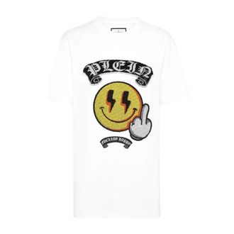 Philipp Plein T-Shirt Man Fit Smile - - Tops - Damen - Wei&szlig; - M