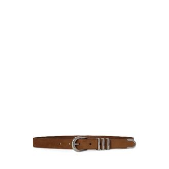 Ralph Lauren Schmaler Wildleder-G&uuml;rtel mit Metallschlaufe - - Accessories - Damen - Braun - L