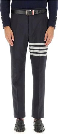 Thom Browne Pantalon droit en laine 4-Bar - Homme - Pantalons - Bleu - Taille: XS