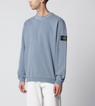 Stone Island Rundhals-Sweatshirt aus Slub-Baumwolle in Blau
