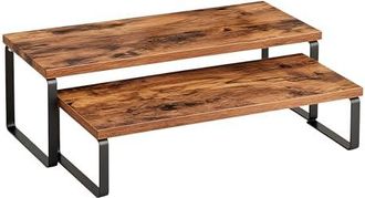 Relaxdays Tischregal 2-TLG. Set, K&uuml;chenorganizer f&uuml;r Gew&uuml;rze, Geschirr UVM., stapelbar, Industrial Design, braun/schwarz