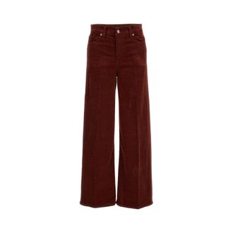 Frame Denim Le Slim Palazzo Corduroy Pants - Femme - Pantalons - Rouge - Taille: W26