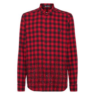 Philipp Plein Shirt Slim Fit Flame - - Shirts - Herren - Rot - XS
