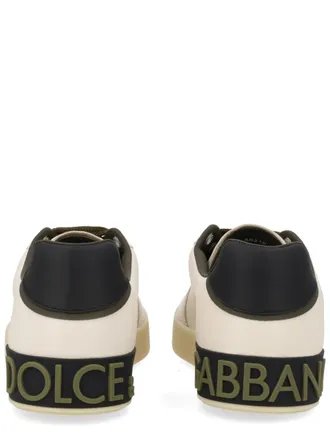 Dolce & Gabbana Logo Leather Sneaker - Beige