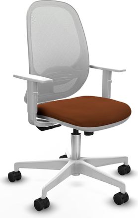 Piqueras y Crespo Idealer Arbeitsstuhl mit wei&szlig;en Armlehnen, h&ouml;henverstellbare Lendenwirbelst&uuml;tze, ausgestattet mit 3 Positionen und Schneideschaum, Wei&szlig;/Braun