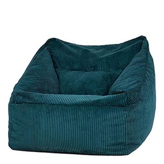Icon Brand Natalia Sitzsack Sessel für Erwachsene, Blaugrün, Flauschiger Cord Stoff, Riesen Sitzsack Cord mit Füllung, Bean Bag Chair, Bequemer Sessel Wohnzimmer
