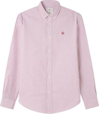 Springfield Herren Striped Classic Oxford with Tree Embroidery Gestreiftes Hemd, rot, M