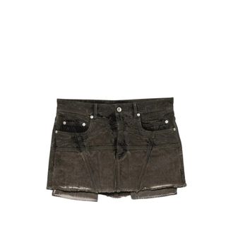 Rick Owens Lana Paneled Frayed Denim Mini Skirt - - Skirts - Damen - Grau - S