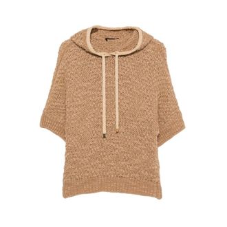 Fabiana Filippi Pull &agrave; capuche en maille ajour&eacute;e - Femme - Sweatshirts et sweats &agrave; capuche - Brun - Taille: 38 FR